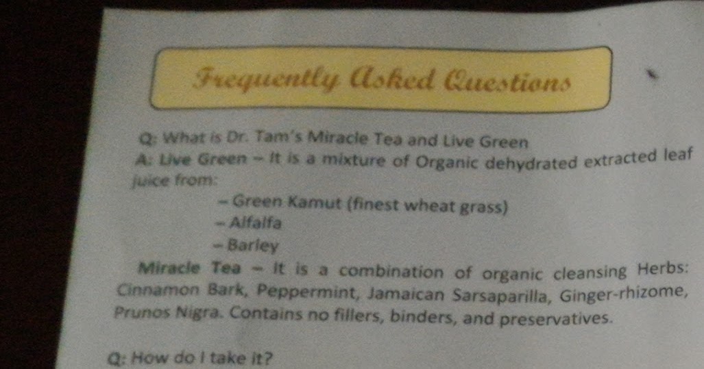 MODU: Dr. Tam Mateo Miracle Tea and Live Green Product Review and ...