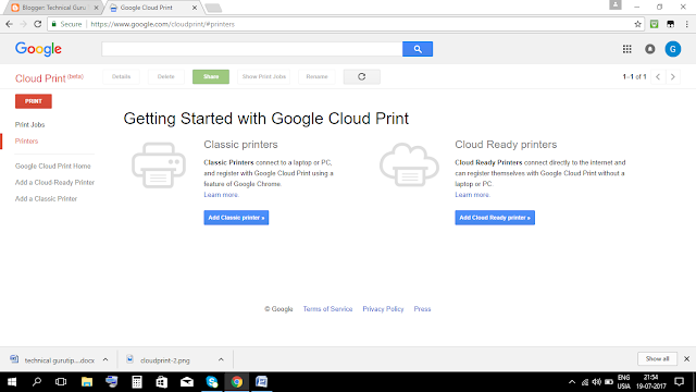 Technical Guru Tips: Google Cloud Print - Print from Any where in the World