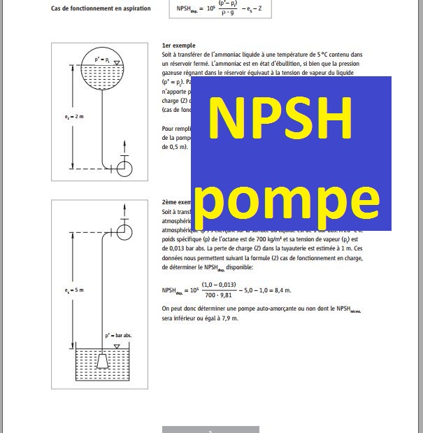 Comment calculer le NPSH d'une pompe