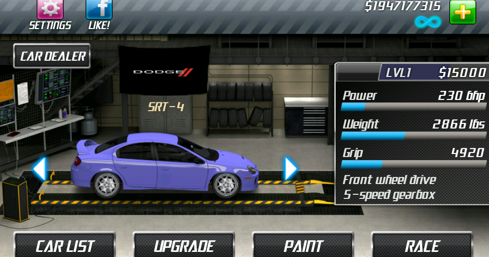 Drag Racing Tune Car V.1.5: Drag Racing tune car Dodge SRT-4(v.1.5)