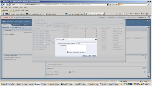 ORACLE FUSION APPLICATIONS: Sand Box Management