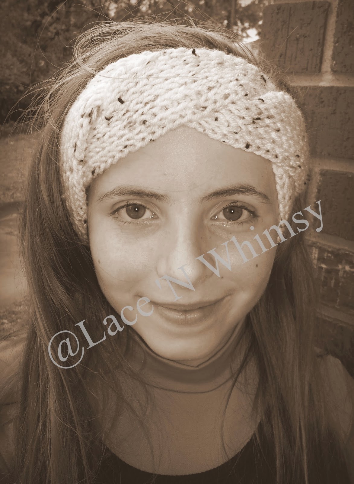 Lace And Whimsy Triple Twist Headband Ear Warmer Tunisian Knit Crochet
