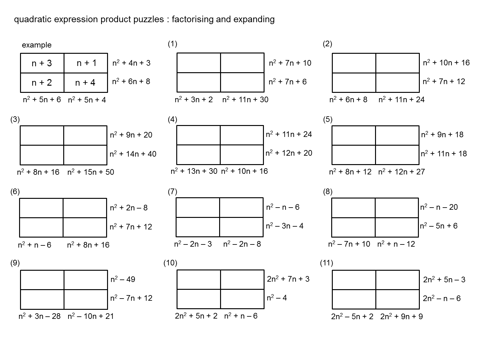 MEDIAN Don Steward mathematics teaching: algebraic product puzzles