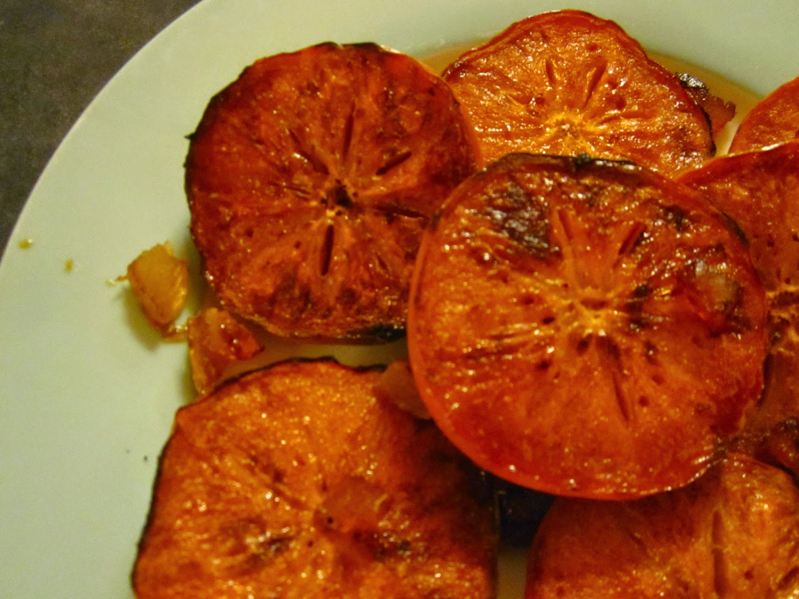Cold Hands Warm Earth: Baked Persimmon with Candied Ginger and Honey
