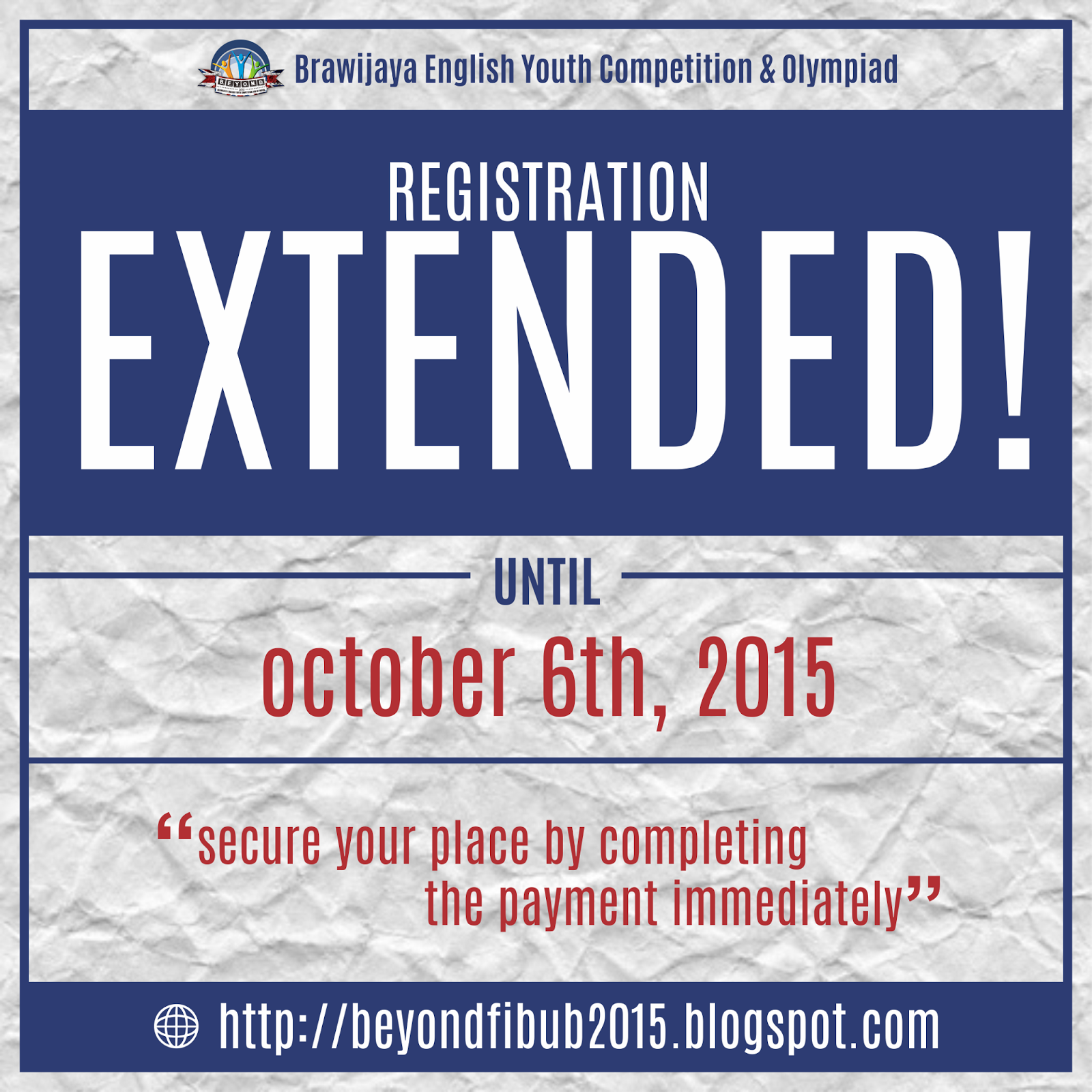 Registration Extended !! till October 6th, 2015