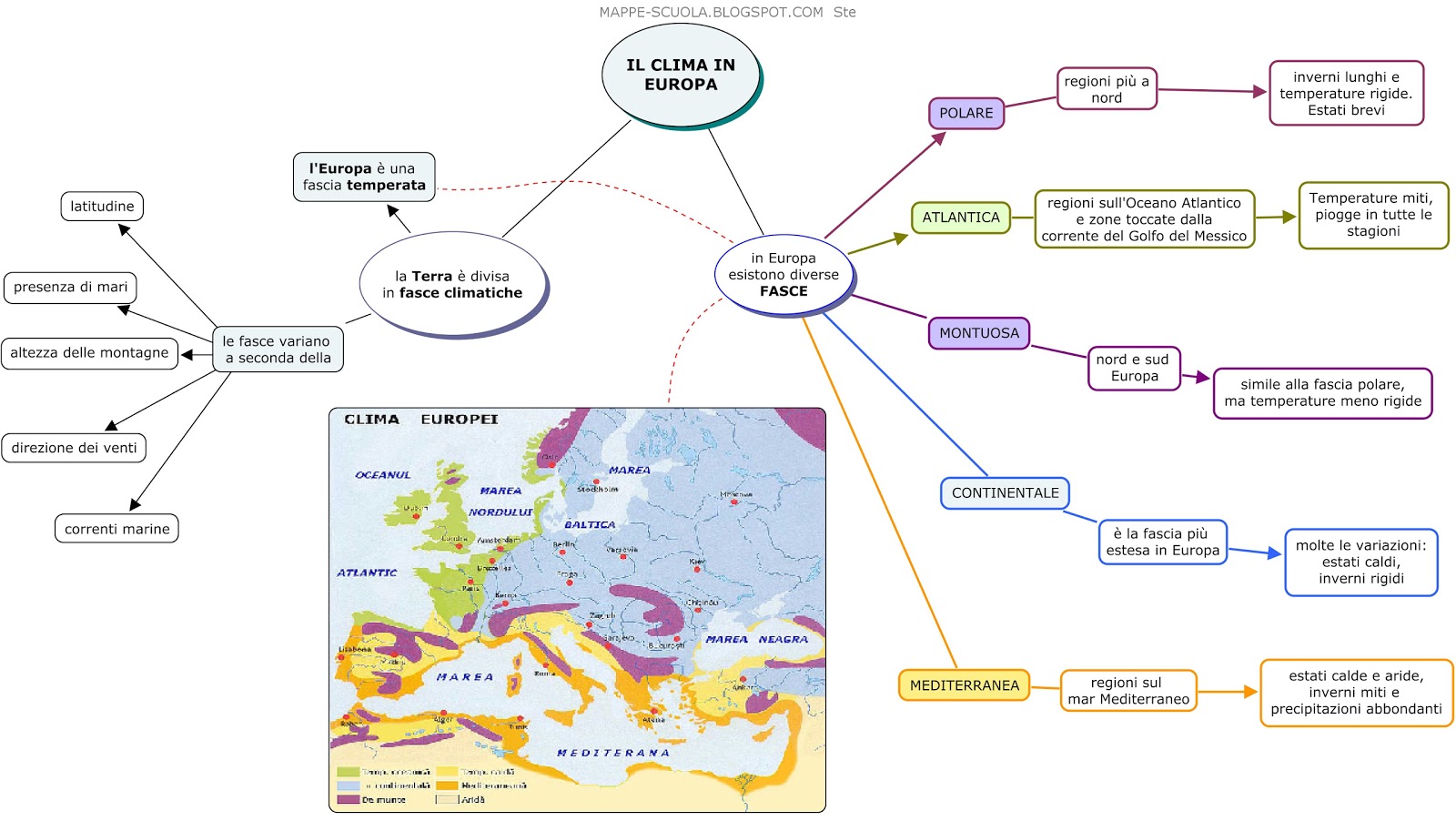 Mappa Climatica Semplice Dell'europa