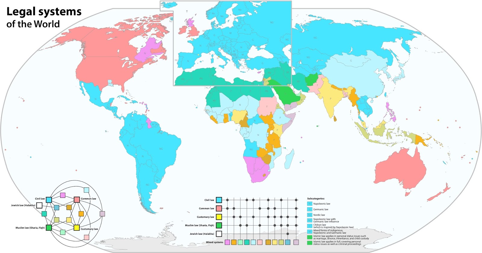 Map of the Legal systems of the world - Vivid Maps