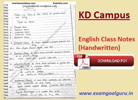 KD Campus English Grammar Class Notes PDF - Examgoalguru