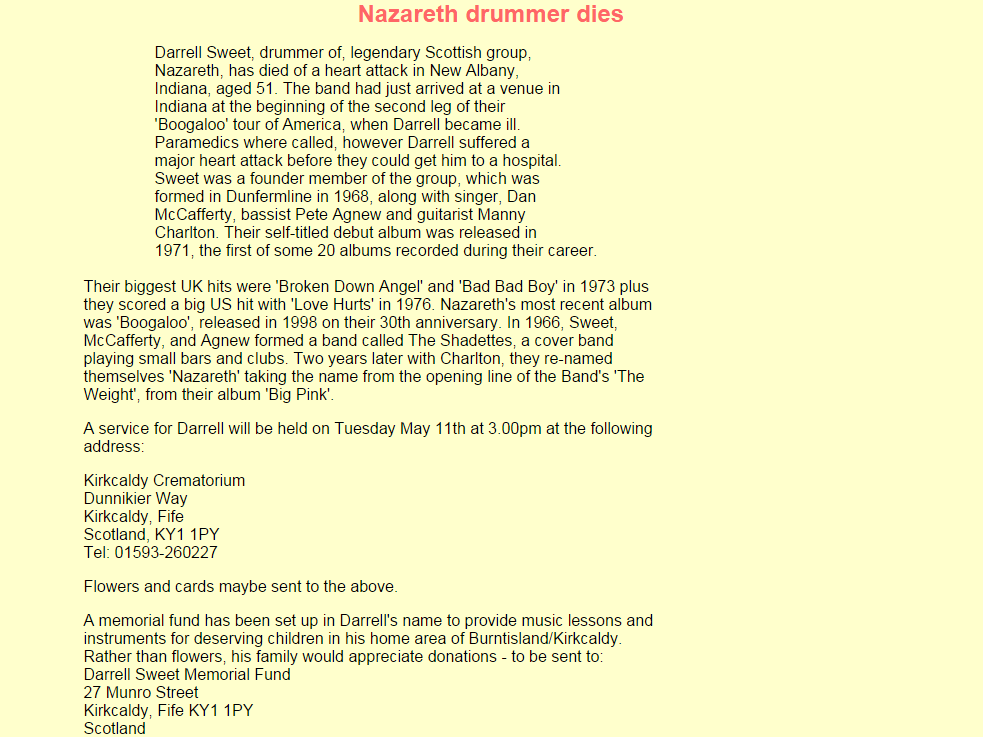 Roni & Nazareth: Darrell Sweet