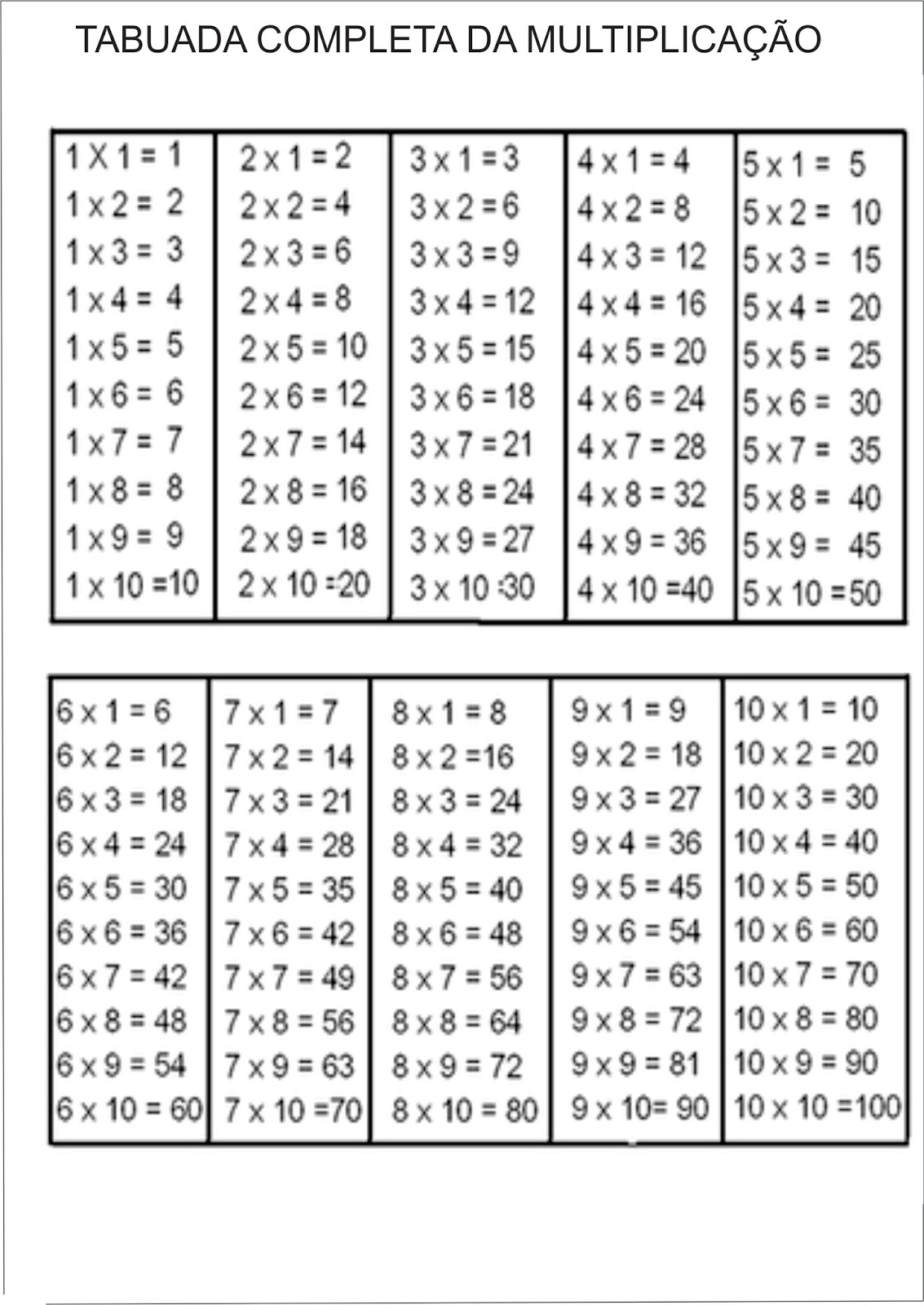 Tabuada De Multiplicação 4 - REVOEDUCA