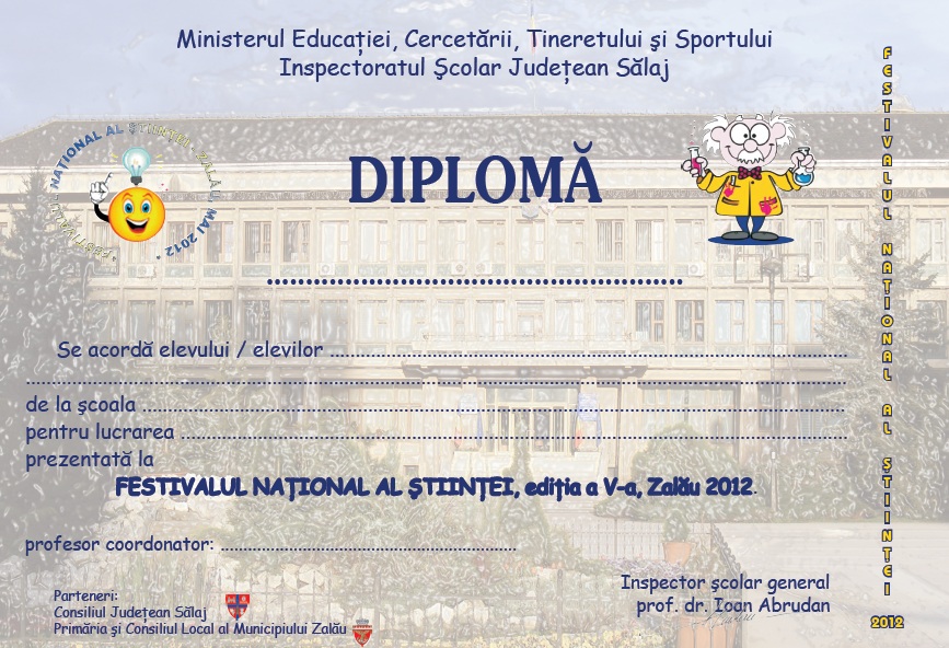 Festivalul Stiintei: Modele de diplome