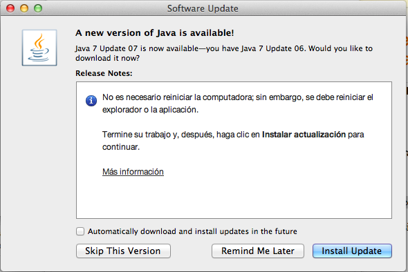 Seguridad Apple: Oracle actualiza Java SE 7 Update 7 para Mac OS X