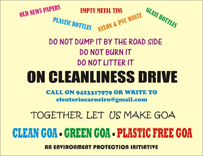 CLEAN GOA- GREEN GOA - PLASTIC FREE GOA: ON CLEANLINESS DRIVE