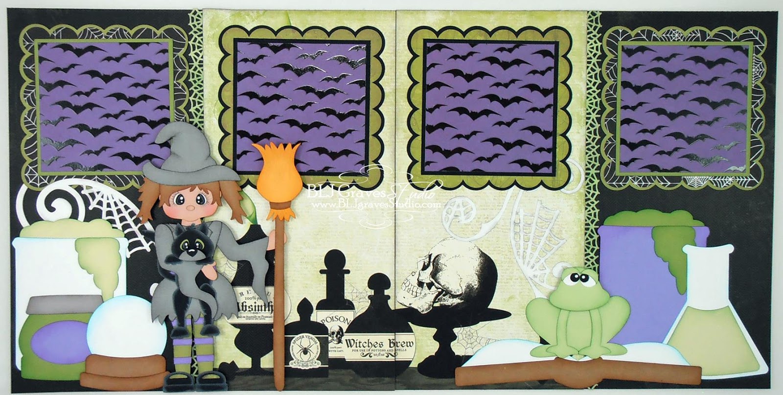 BLJ Graves Studio: Halloween Witch Spells Scrapbook Pages