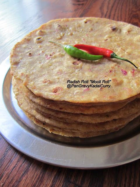 Pan Gravy Kadai Curry: Cherry-Belle Radish Roti "Mooli Roti"