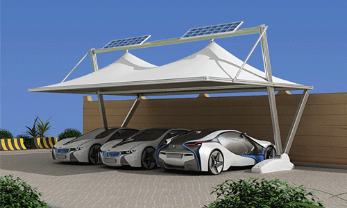 Solar Panel Car Parking Shades: Solar shade Car parking