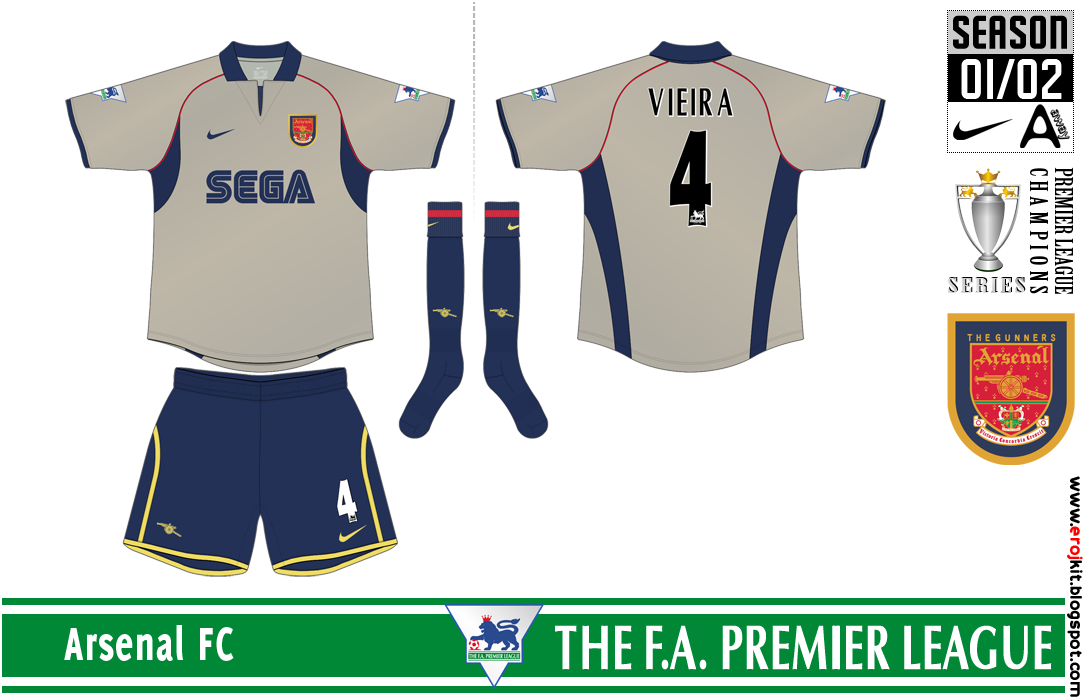 Kit Design, by eroj: 2000-02 Arsenal (Home, Away e Third)