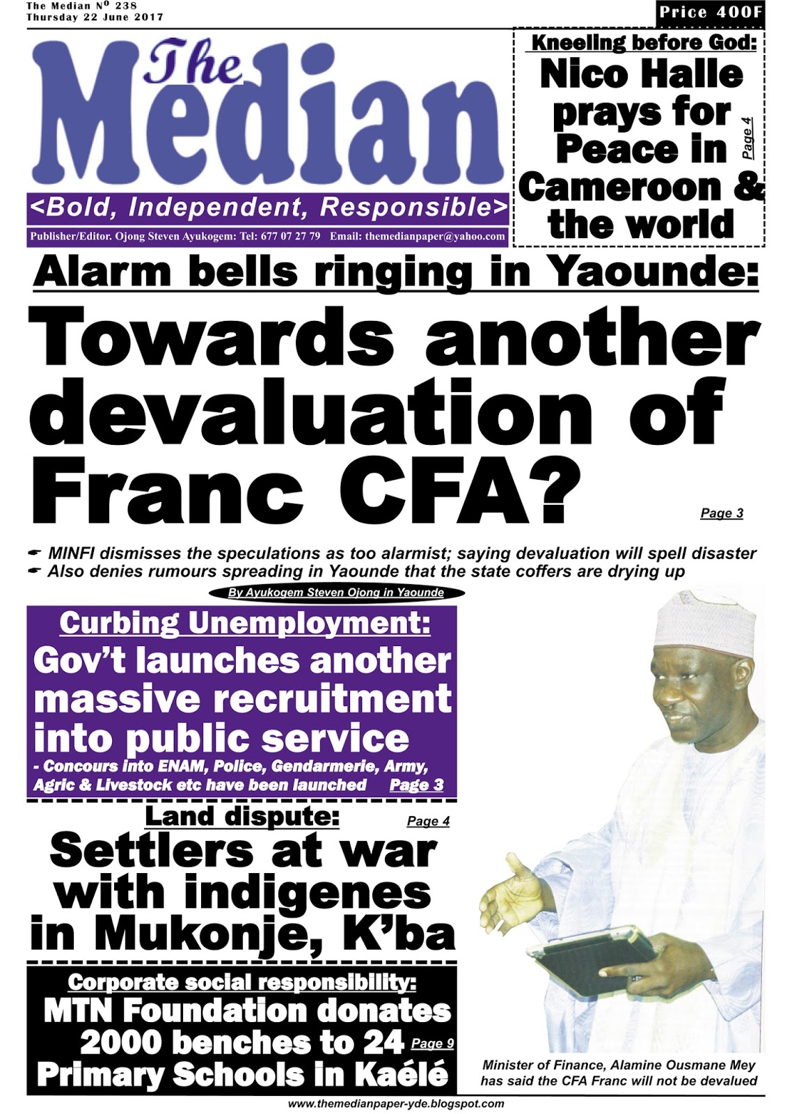 The Median Newspaper: Front page