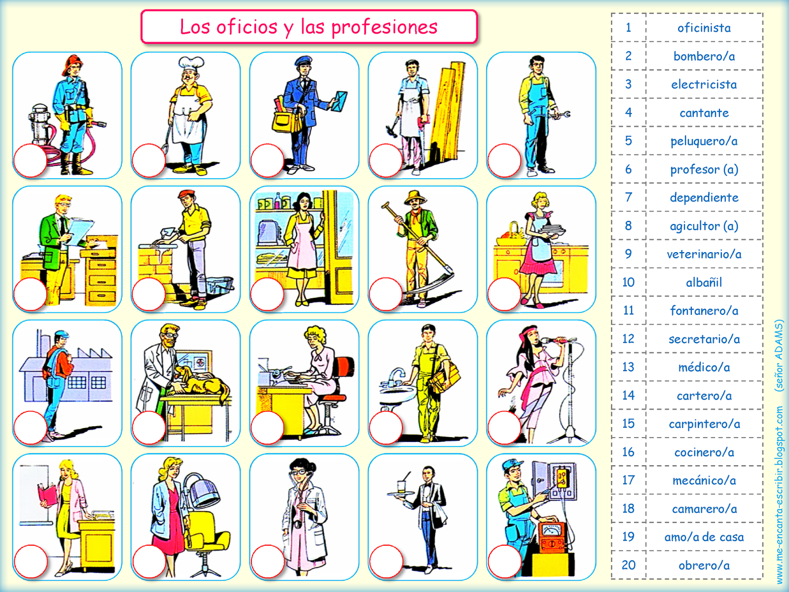 Me encanta escribir en español: Los oficios y las profesiones