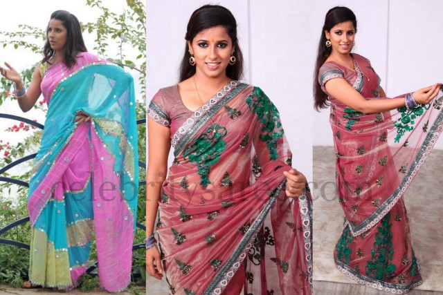 Shravya Reddy Tissue Sarees - Saree Blouse Patterns