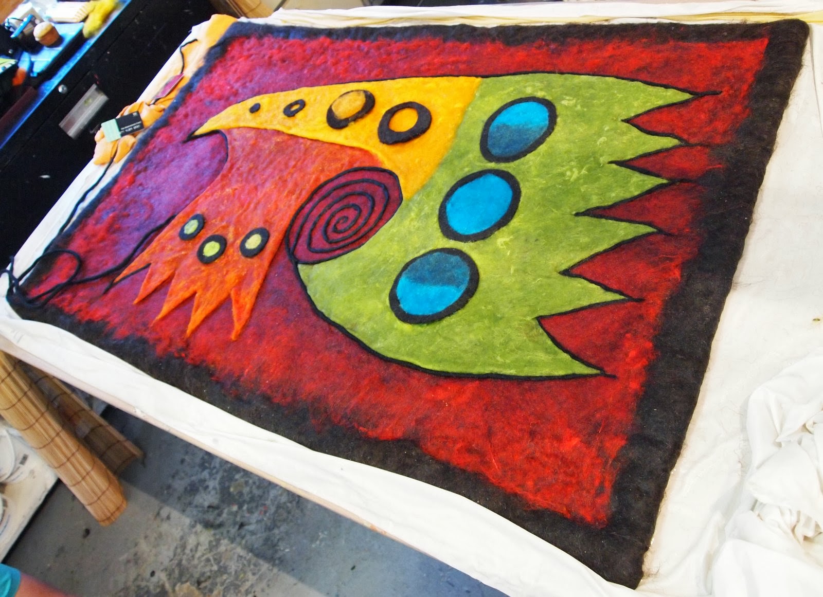 Wool love-functional fiber art: Our Rug Class- Felter's Fling 2013 ...