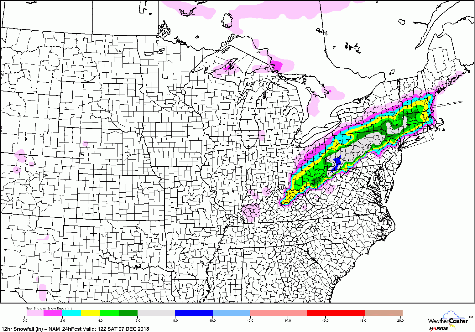 The EDGE Weather: Projected Snowfall Map from the Short-Range American ...