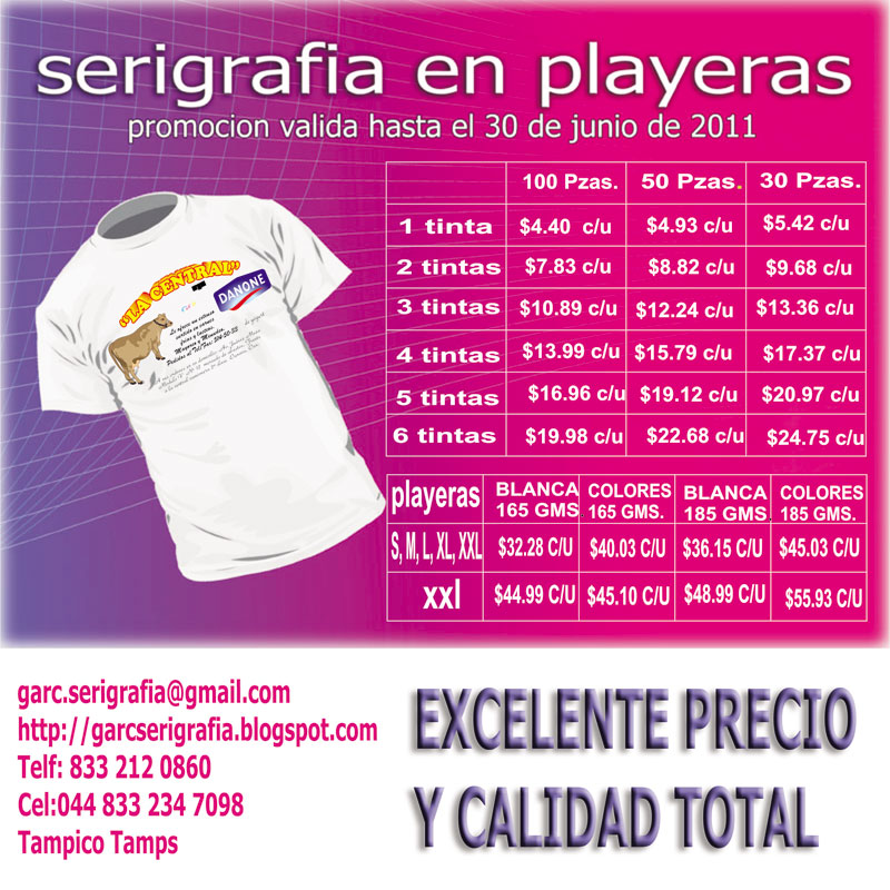 GARC SERIGRAFIA: Promocion de playeras impresas en serigrafia