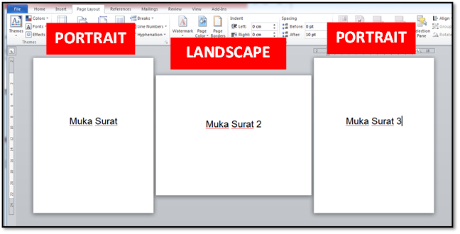TUTORIAL MICROSOFT WORD: Cara Menggabungkan Orientasi Portrait ...