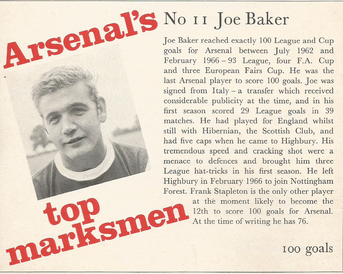 Arsenal Progs: Joe Baker's Flurry Of Goals Lighten Up Mid 1960s