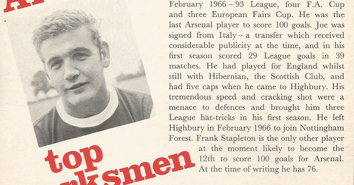 Arsenal Progs: Joe Baker's Flurry Of Goals Lighten Up Mid 1960s