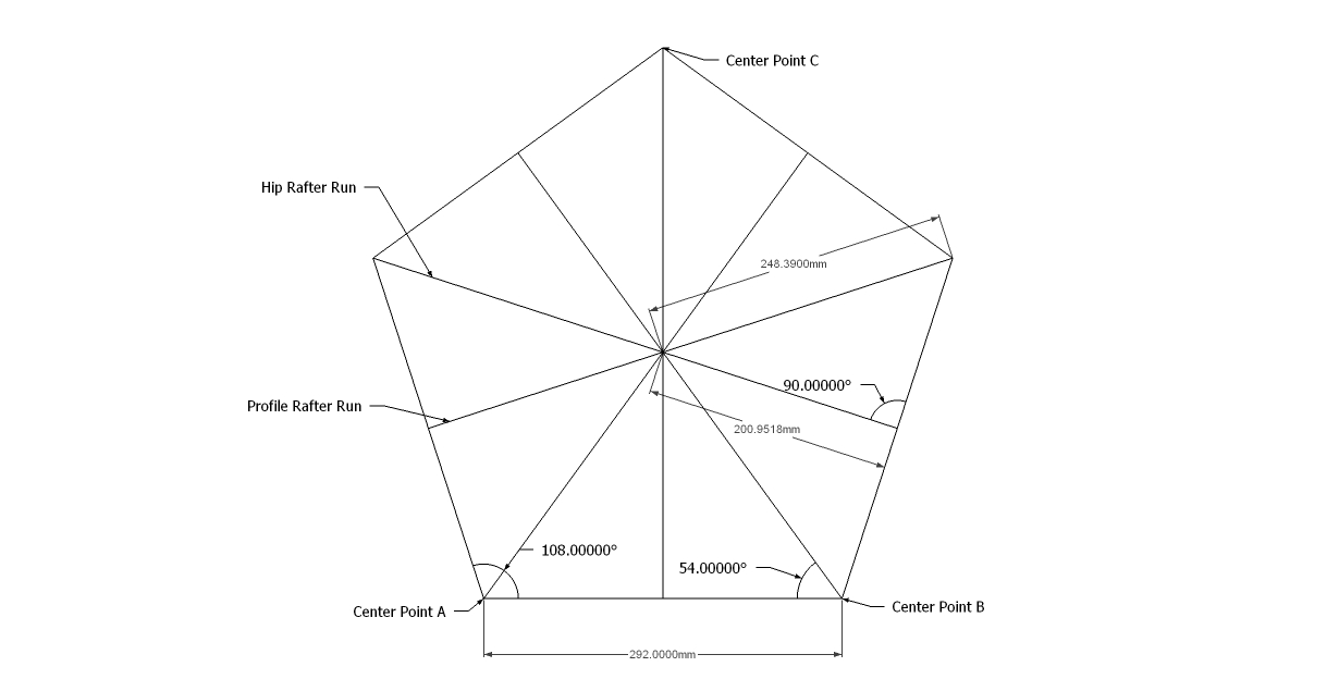 Roof Framing Geometry: How to draw a Pentagon