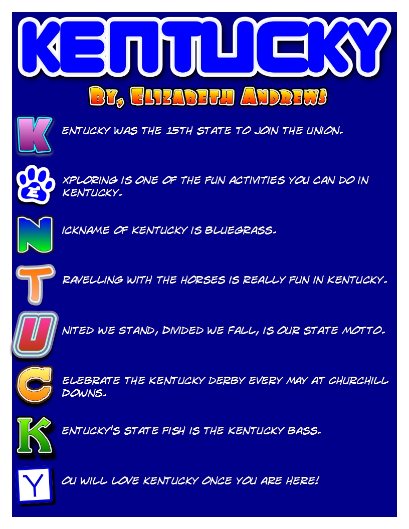 KCD Computer Lab Curriculum 2012-2013: 3rd Grade - Acrostic Poem