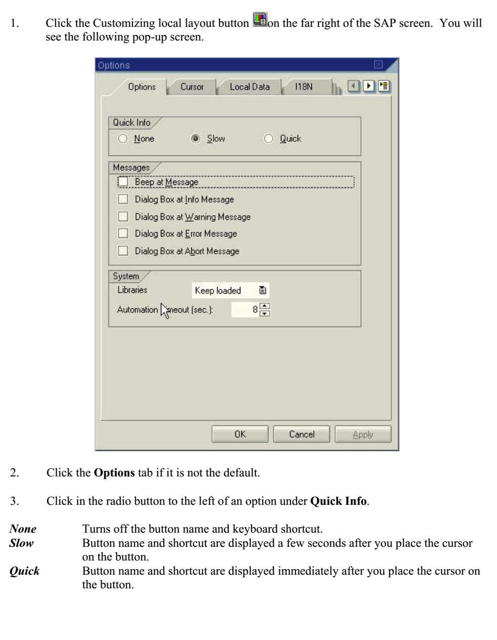 KEYBOARD SHORTCUTS FOR SAP - TSPTSEWA