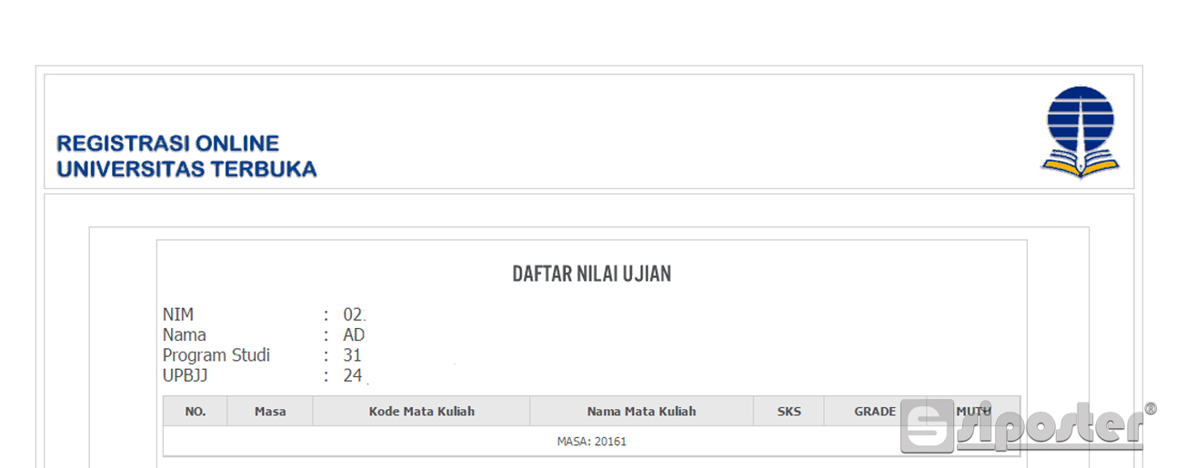 Cara Cek Nilai UT (Universitas Terbuka) | Siposter Post