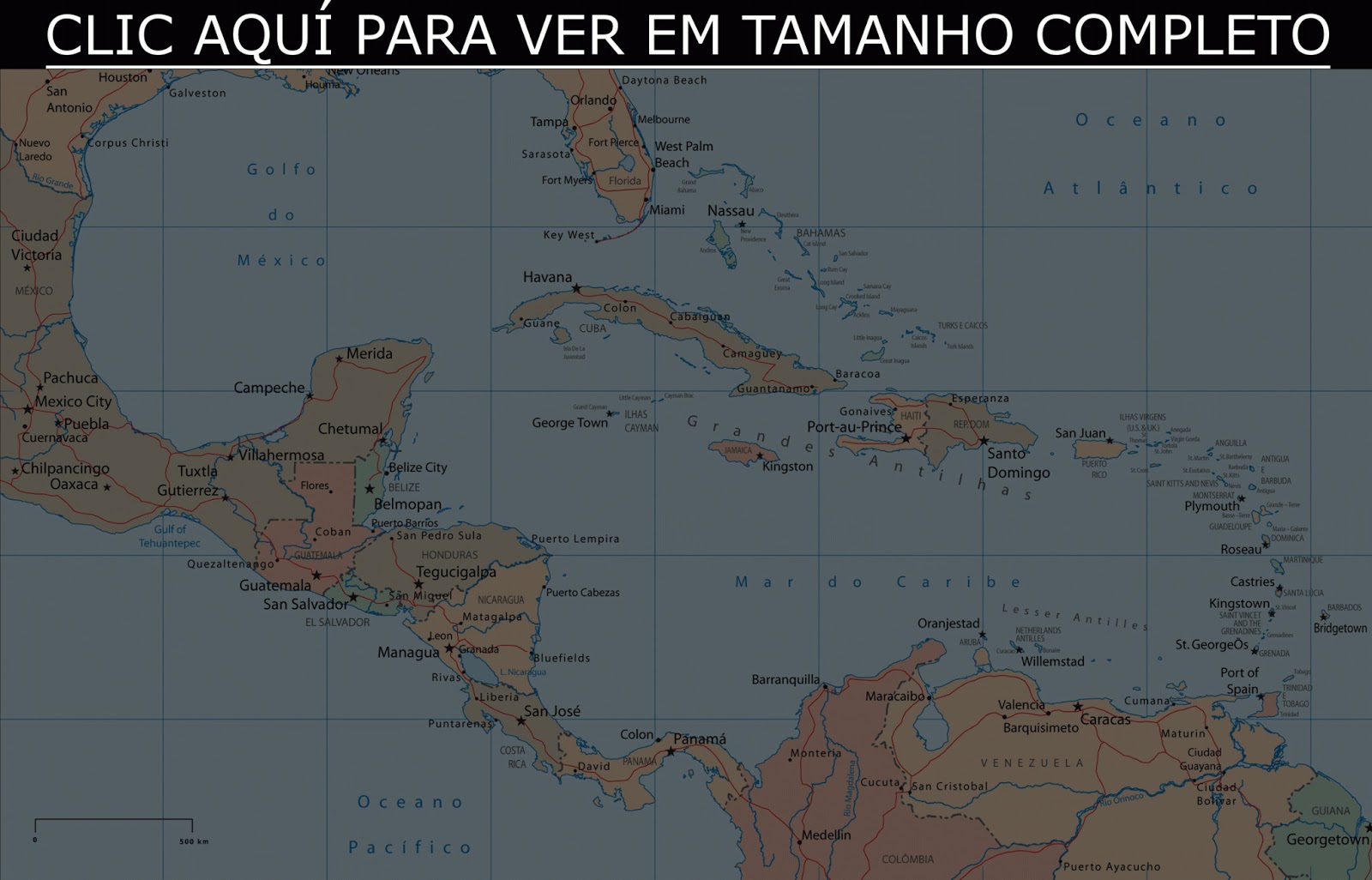 Amerika Qendrore - harta gjeografike e Amerikës Qendrore - Shqipëria ...