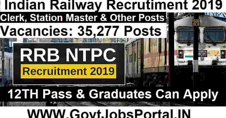 Railway Jobs in India for 35277 Clerk, Station Masters - RRB NTPC ...
