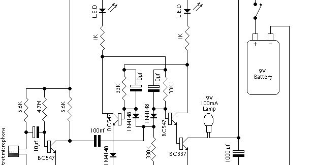 CLAP SWITCH CIRCUIT USING TRANSISTORS