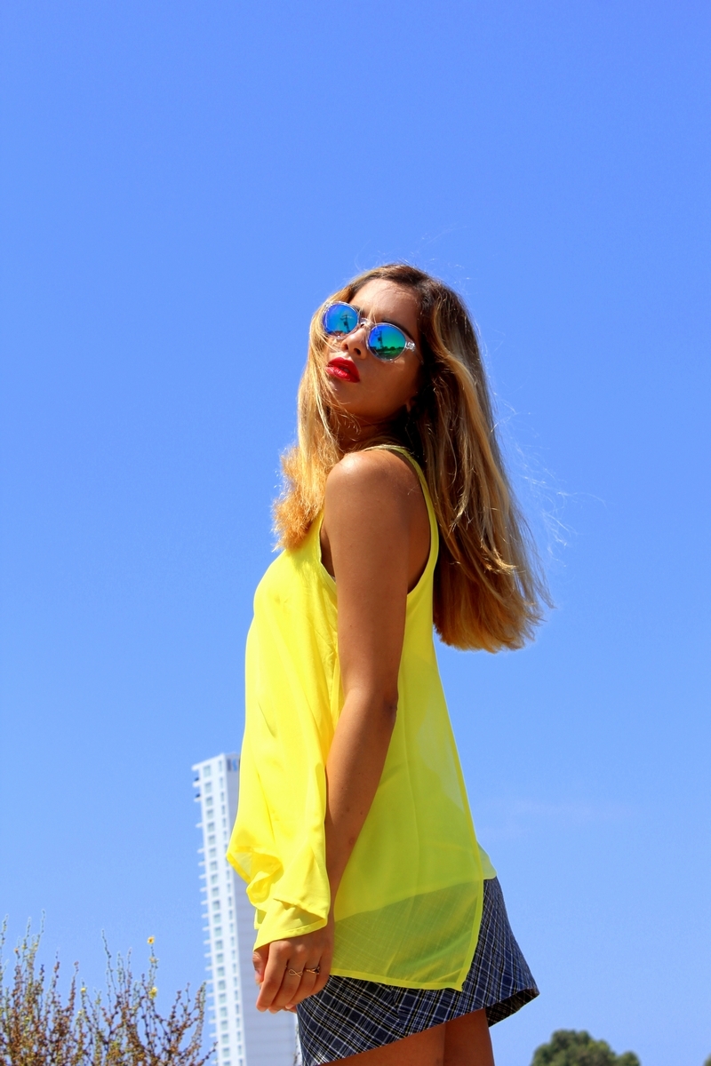 Sagit Jeshua - Mango Yellow Top Opening Back, Vintage Skirt, Aldo White ...