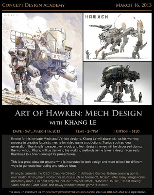 Concept Design Academy: "Art of Hawken: Mech Design" this Saturday~!!