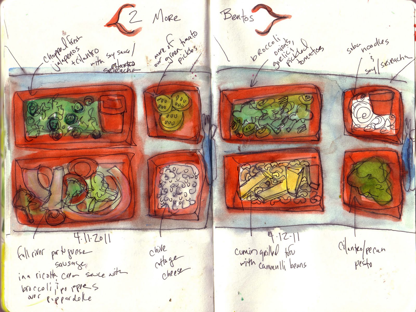 Eating & Drawing: A Snapshot In Leftovers (The Bento Post, Sort Of).