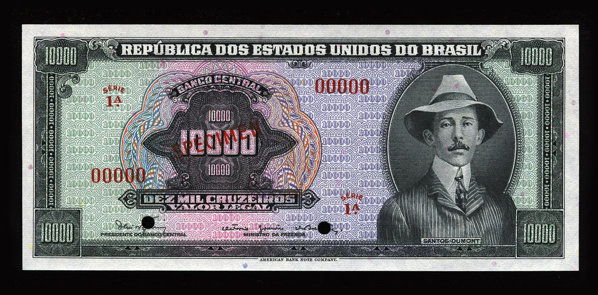 Brazil banknotes 10000 Brazilian Cruzeiros banknote 1966 Alberto Santos ...