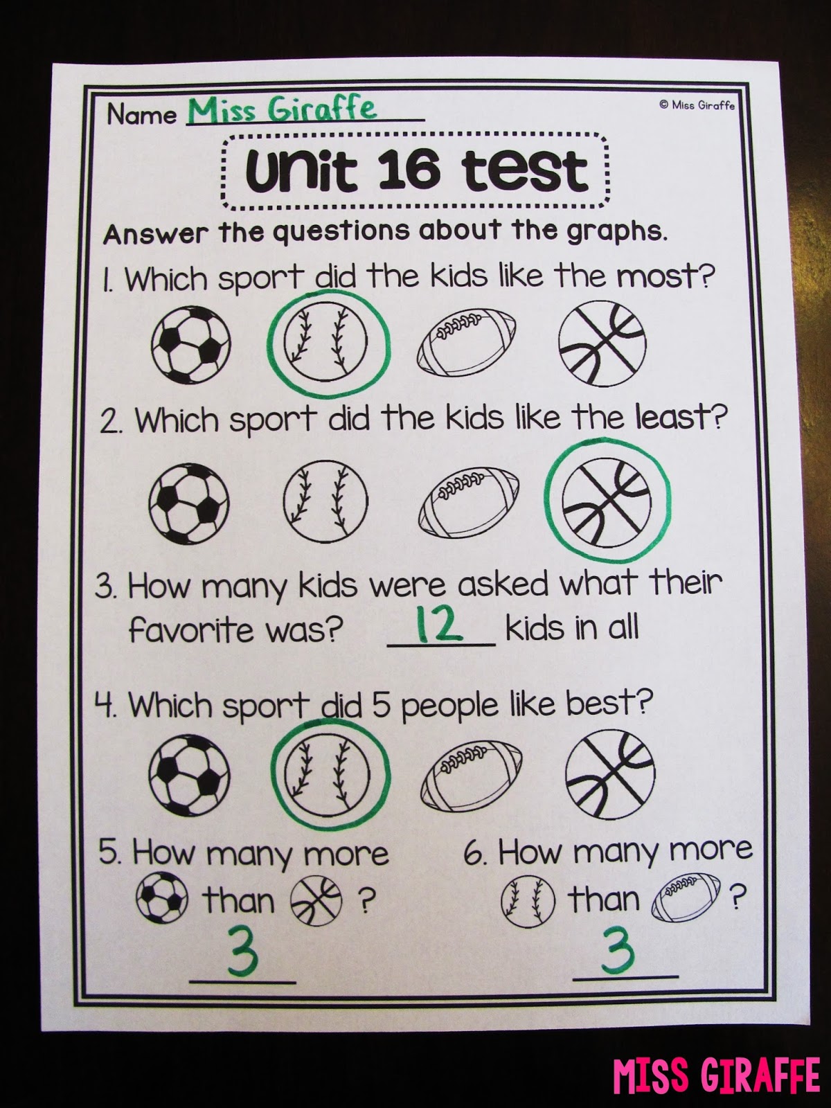 Miss Giraffe's Class: Graphing and Data Analysis in First Grade
