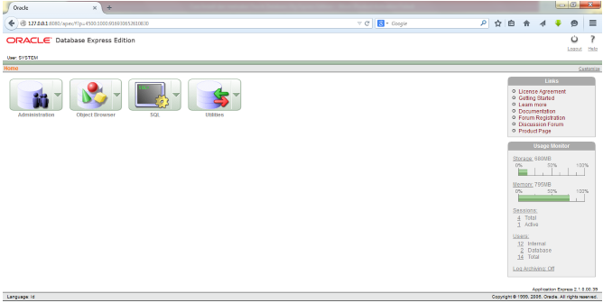 CRUD di Oracle Database 10g Express Edition