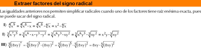 EXTRACCION DE FACTORES DE UN RADICAL EJEMPLOS Y EJERCICIOS RESUELTOS