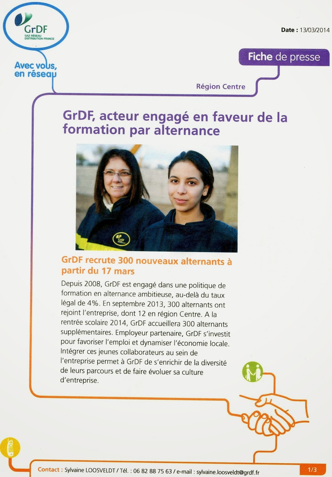 Notre Dame d'Oé: Emploi des jeunes: GRDF recrute 300 contrats en alternance