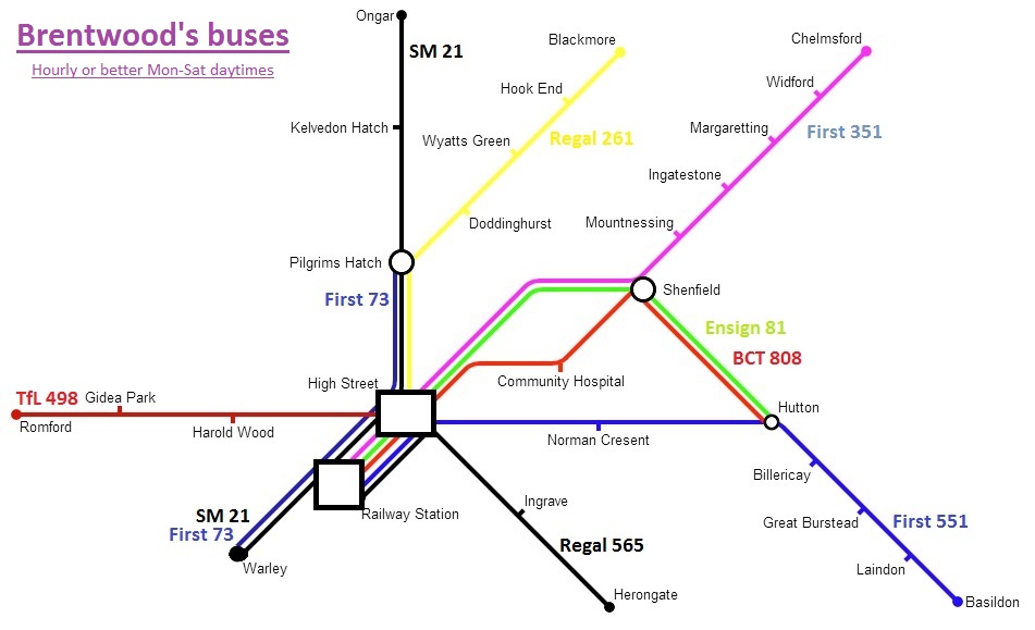 Brentwood Bus Update: Brentwood's major bus routes on one clear map