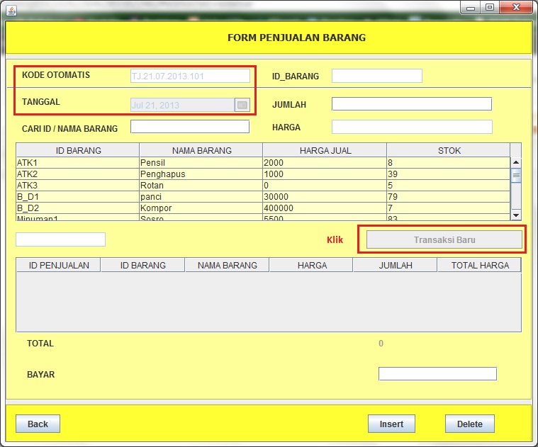 YUSI MEGA: Form Penjualan Aplikasi Toko