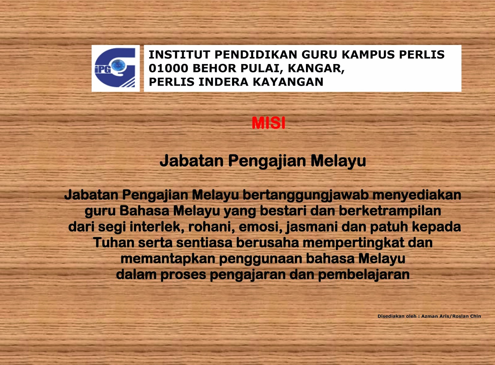 Institut Pendidikan Guru Kampus Perlis Jabatan Pengajian Melayu