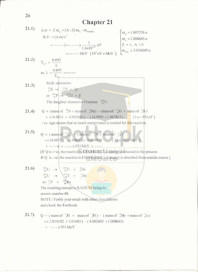 2nd Year Physics Solved Numericals Chapter 21 Notes - Nuclear Physics ...