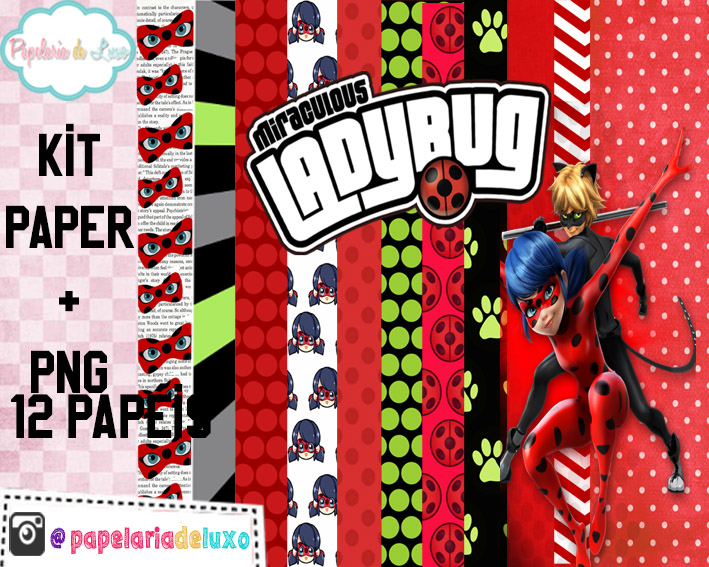Papelaria de Luxo: Kit Digital Miraculous LadyBug - Paper + Imagens